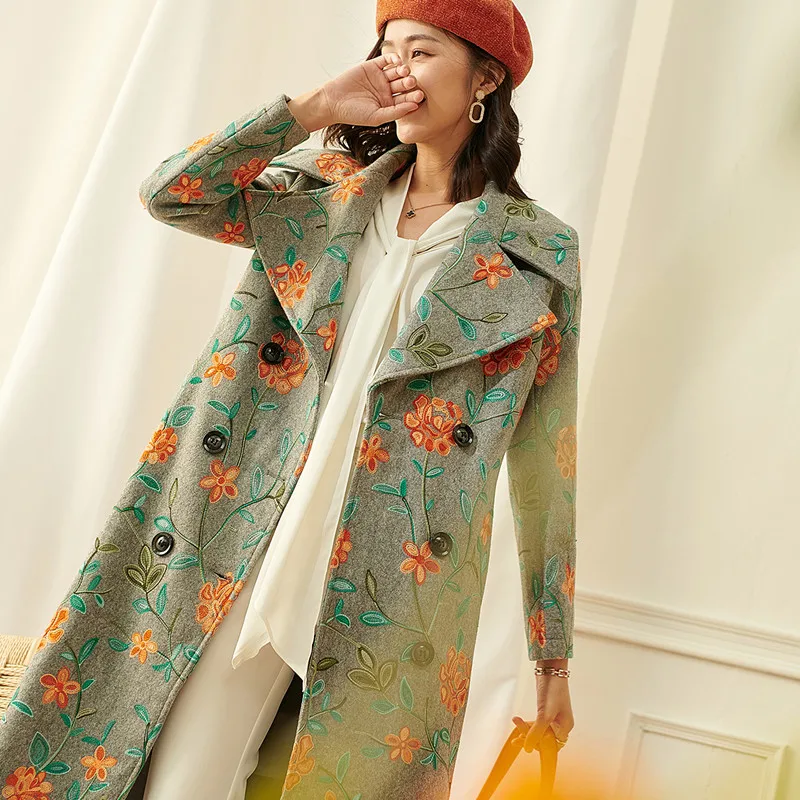 Winter-Wool-Long-Coat-Casual-Embroidery-Floral-Jacket-Wool-Blends-Women ...