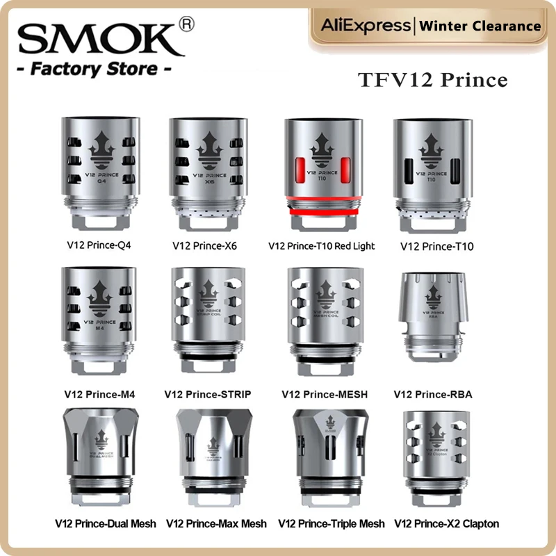 Original SMOK TFV12 Prince Coil RBA Q4 M4 T10 Mesh Cores E Cigarette ...