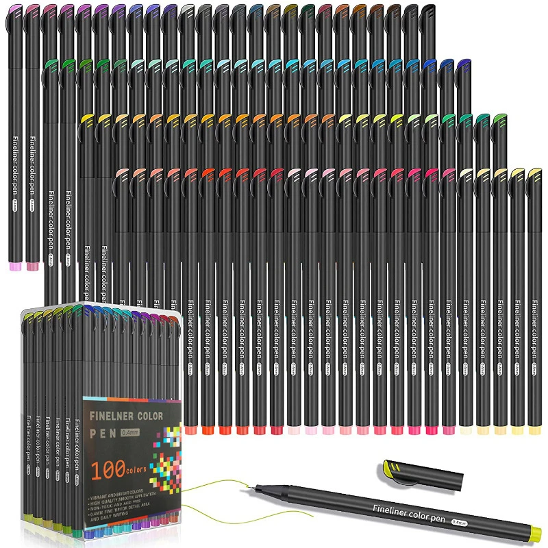 1-Box-of-Colored-Hook-Pens-Hand-Account-Tracing-Pens-Art-Watercolor ...