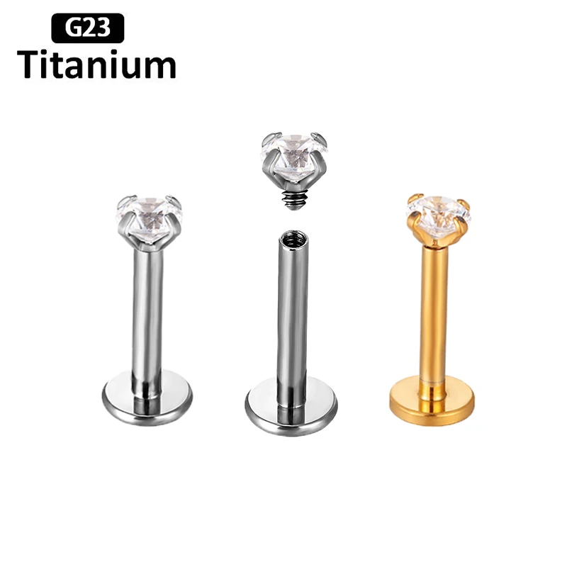 1PC-F136-Titanium-Lip-Piercing-Labret-2-3-4mm-Zircon-16G-6-10mm ...