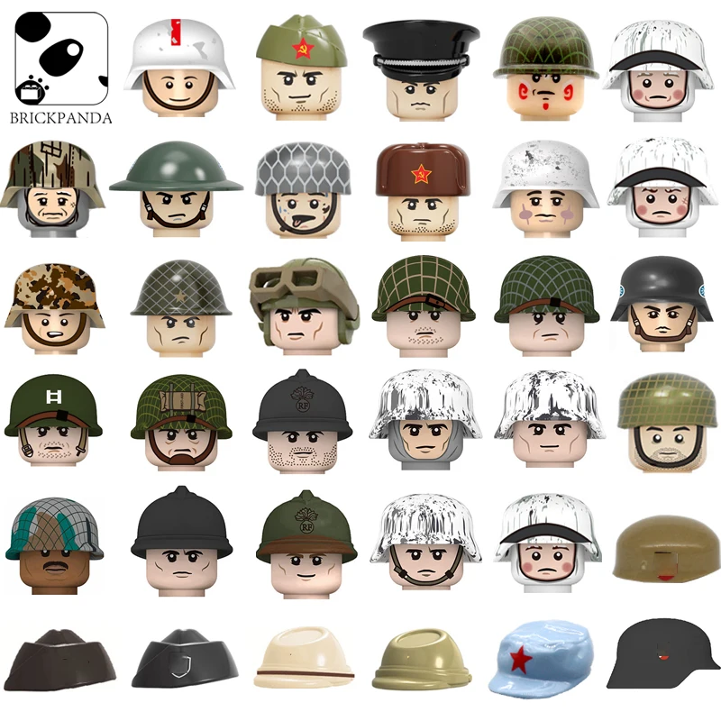 10pcs WW2 German Soviet Soldiers Helmet Building Blocks Police Army ...