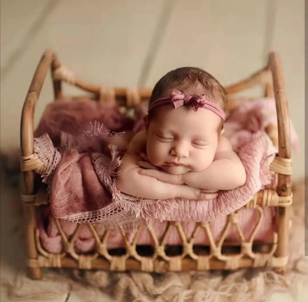 Newborn-Photography-Props-Retro-Rattan-Lie-Down-Basket-Chair-Bebe-Photo ...