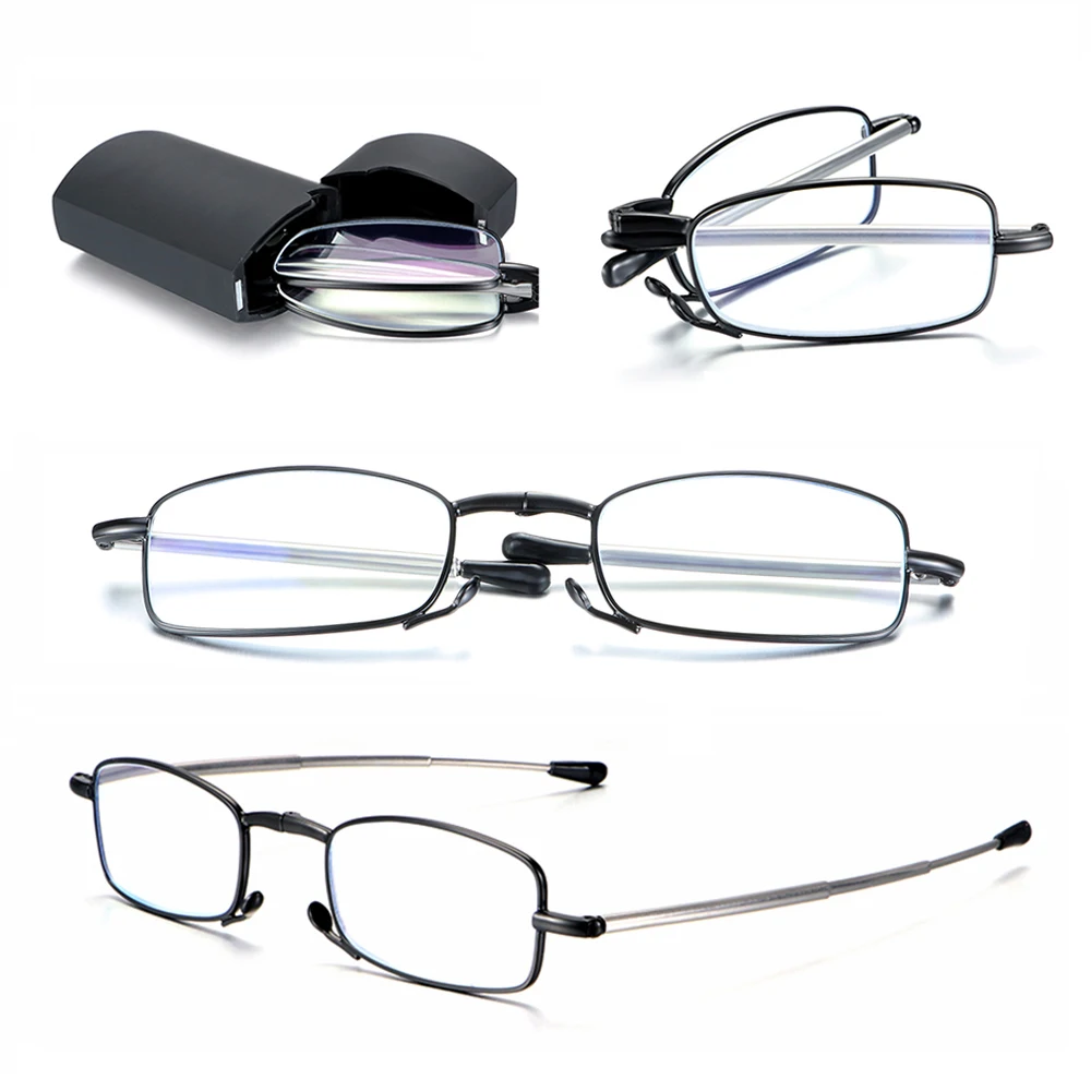 1PC Folding Reading Glasses Women With Case Portable Metal Telescopic ...