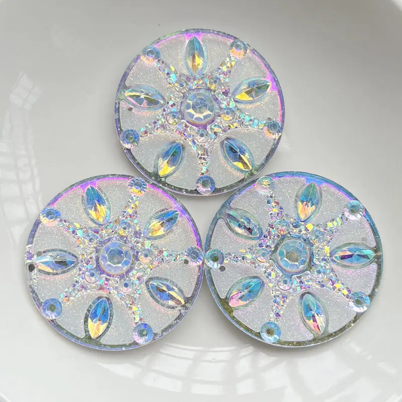 35MM 6Pcs/Lot Rhinestone Cabochon Gems Round Centers Indian Chef Flat ...