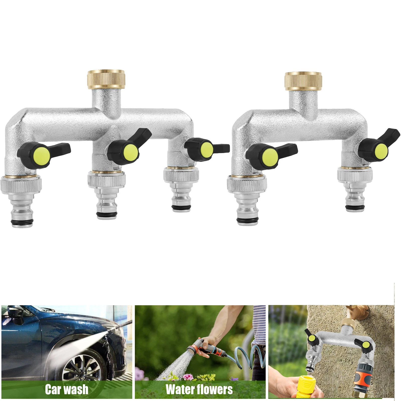 2-3-Way-Hose-Splitter-3-4-Inch-Zinc-Alloy-Garden-Faucet-Individual-On ...