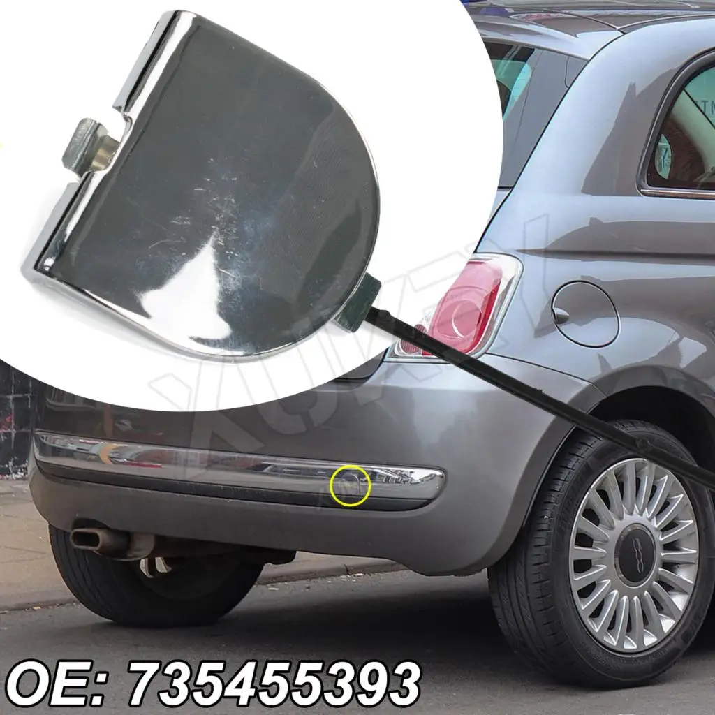 For-Fiat-500-2007-2015-Full-Chrome-Car-Rear-Bumper-Tow-Hook-Towing-Eye ...