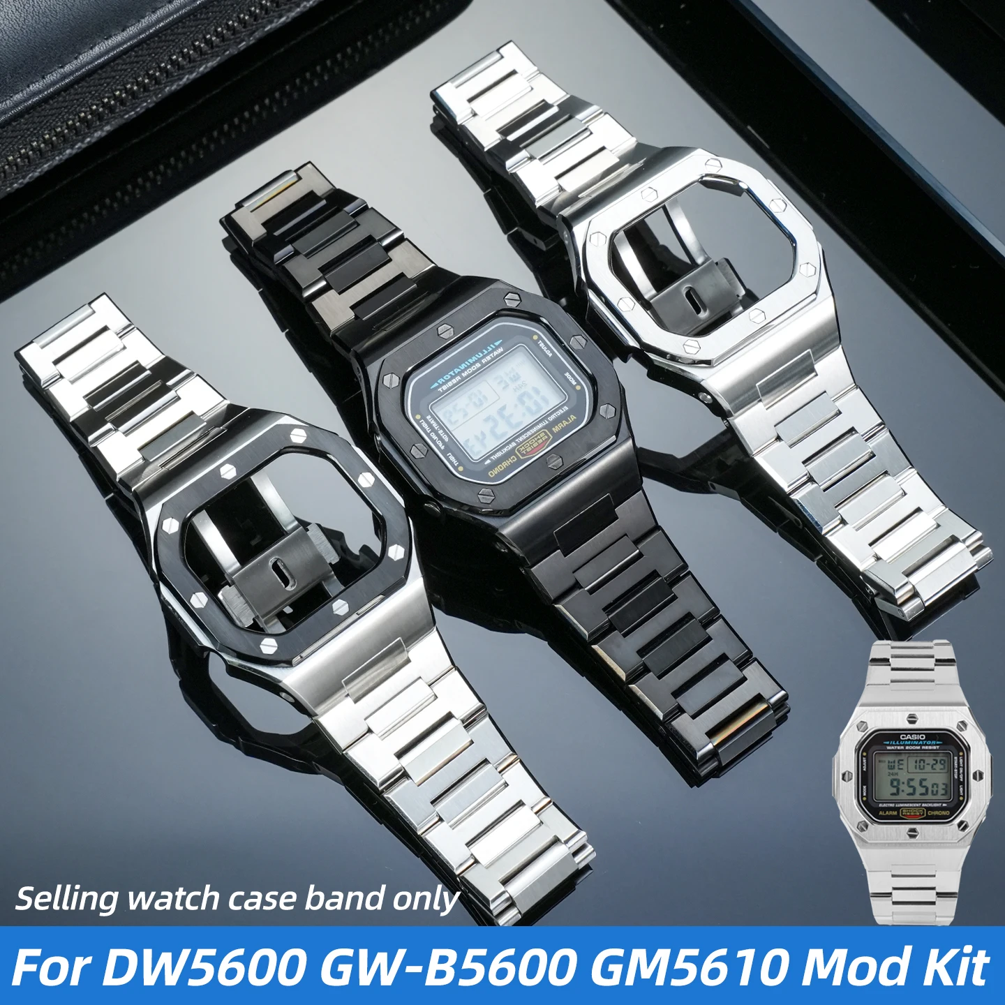 Caja de acero inoxidable modificada + correa para Casio G-SHOCK DW-5600 ...