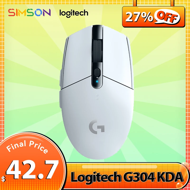 Logitech g304 kda mouse de jogos sem fio 2.4g ergonômico mouse herói motor 12000dpi para lol ...