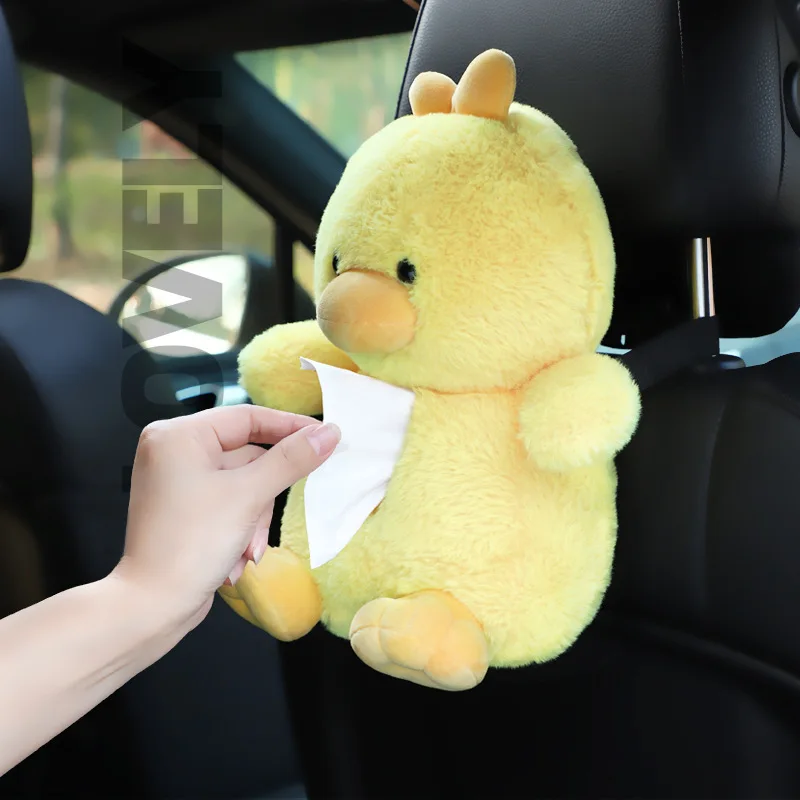 Car-Tissue-Boxes-Plush-Cute-Cartoon-Bear-Duck-Seat-Back-Hanging-Drawer ...