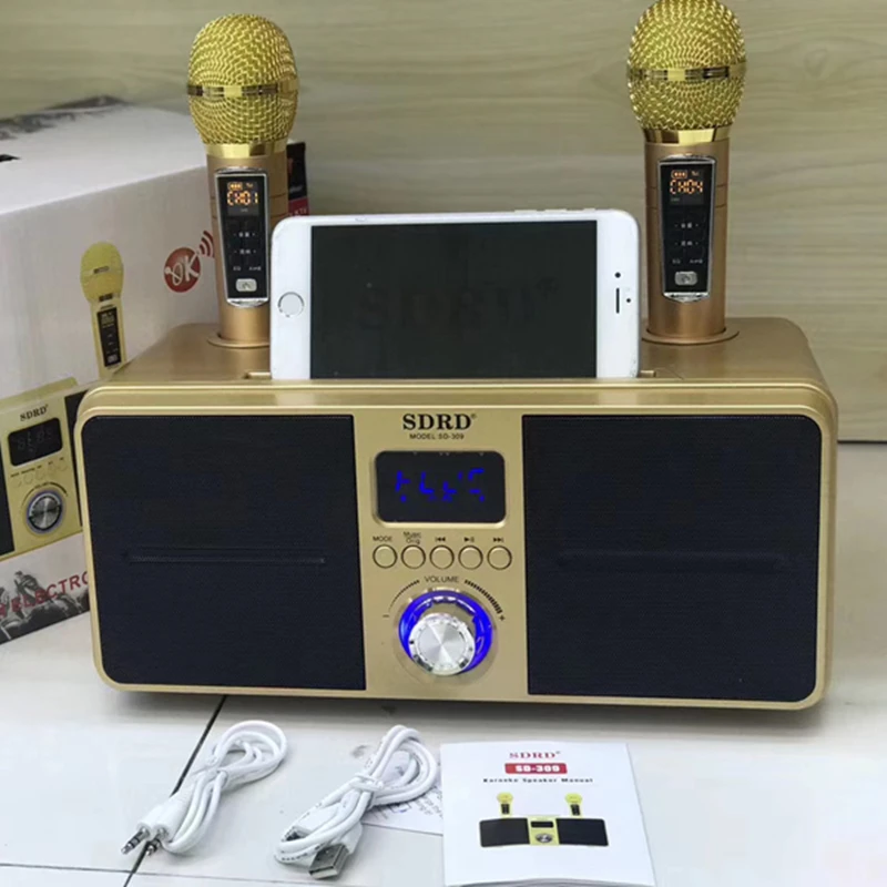 SD-309-Portable-2-in-1-Dual-Microphone-Singing-Bluetooth-Speaker ...