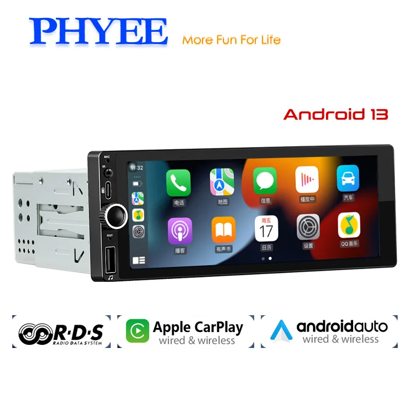 1-Din-Android-GPS-Car-Radio-Wireless-CarPlay-Android-Auto-Wifi ...