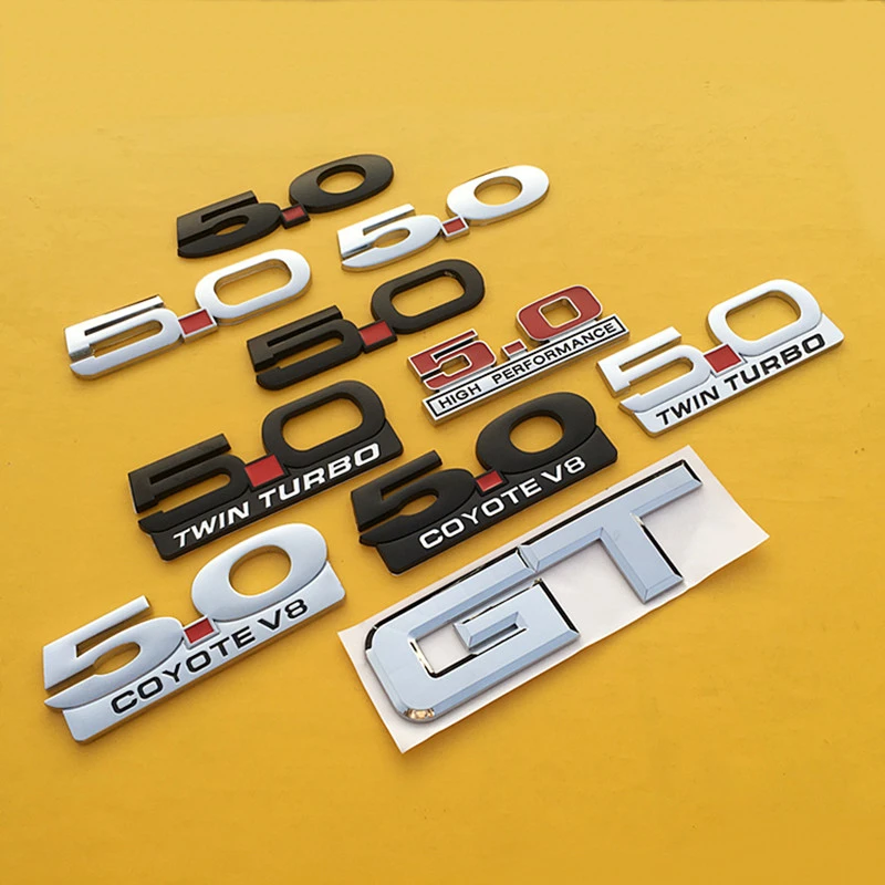 3D Metal High Performance Car Sticker 5.0 Twin Turbo Emblem SVT Cobra ...