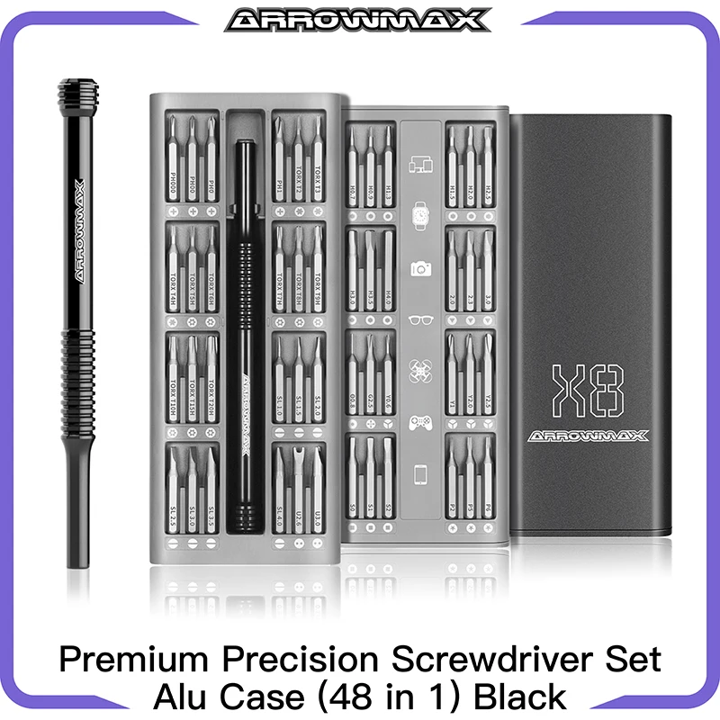 ARROWMAX-Premium-Precision-Screwdriver-Set-With-Alu-Case-48-in-1-Hand ...
