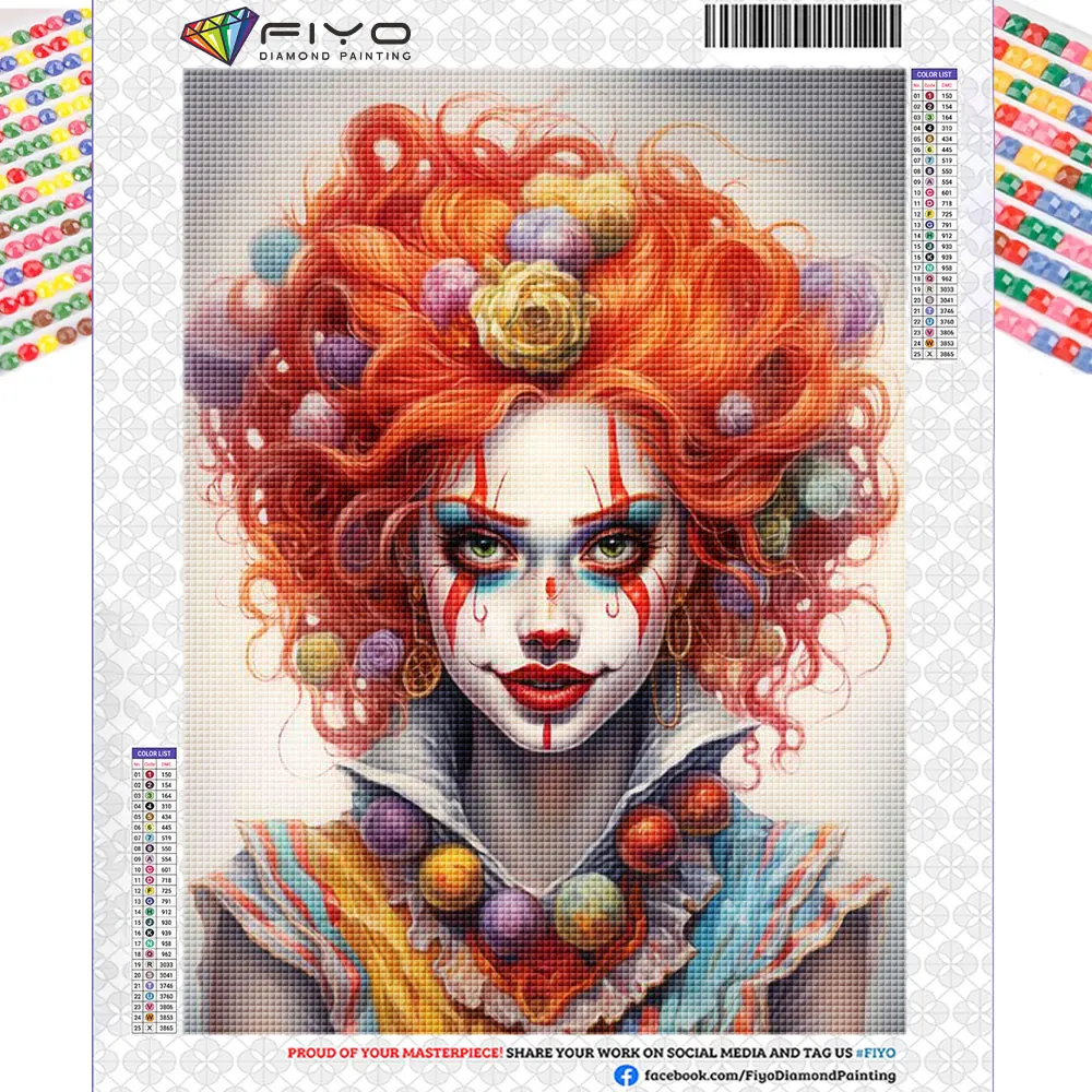 Diy Diamond Painting Clown Girl Full Square/Round Diamond Mosaic ...