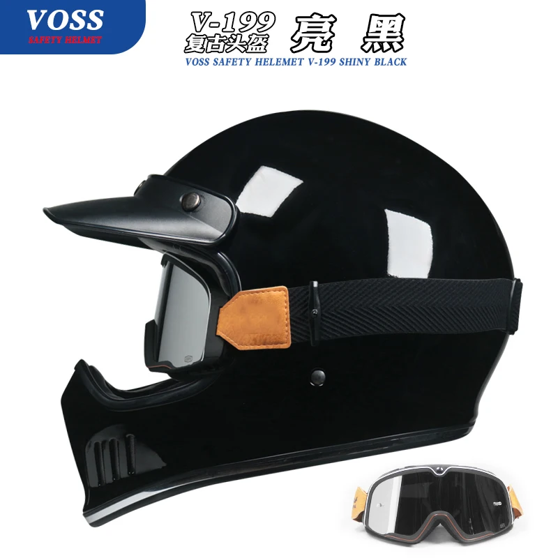 VOSS Fashion Vintage Cafe Racer Full Face Motorcycle Helmet, 44% OFF