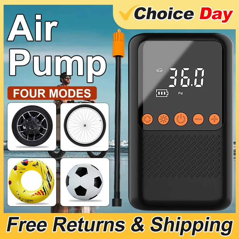 Mini Air Pump 4 Modes Tire Inflator 20L/min 2000mAh Large Battery ...