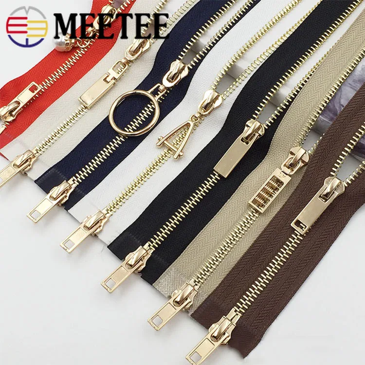 1Pc Meetee 80/100/120cm Auto Lock Metal Zipper Double slider Zippers ...