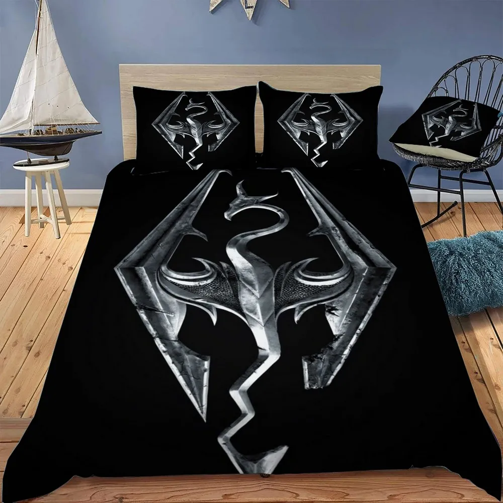 Skyrim Symbol Bedding Set For Bedroom Soft Bedspreads For Double Bed ...