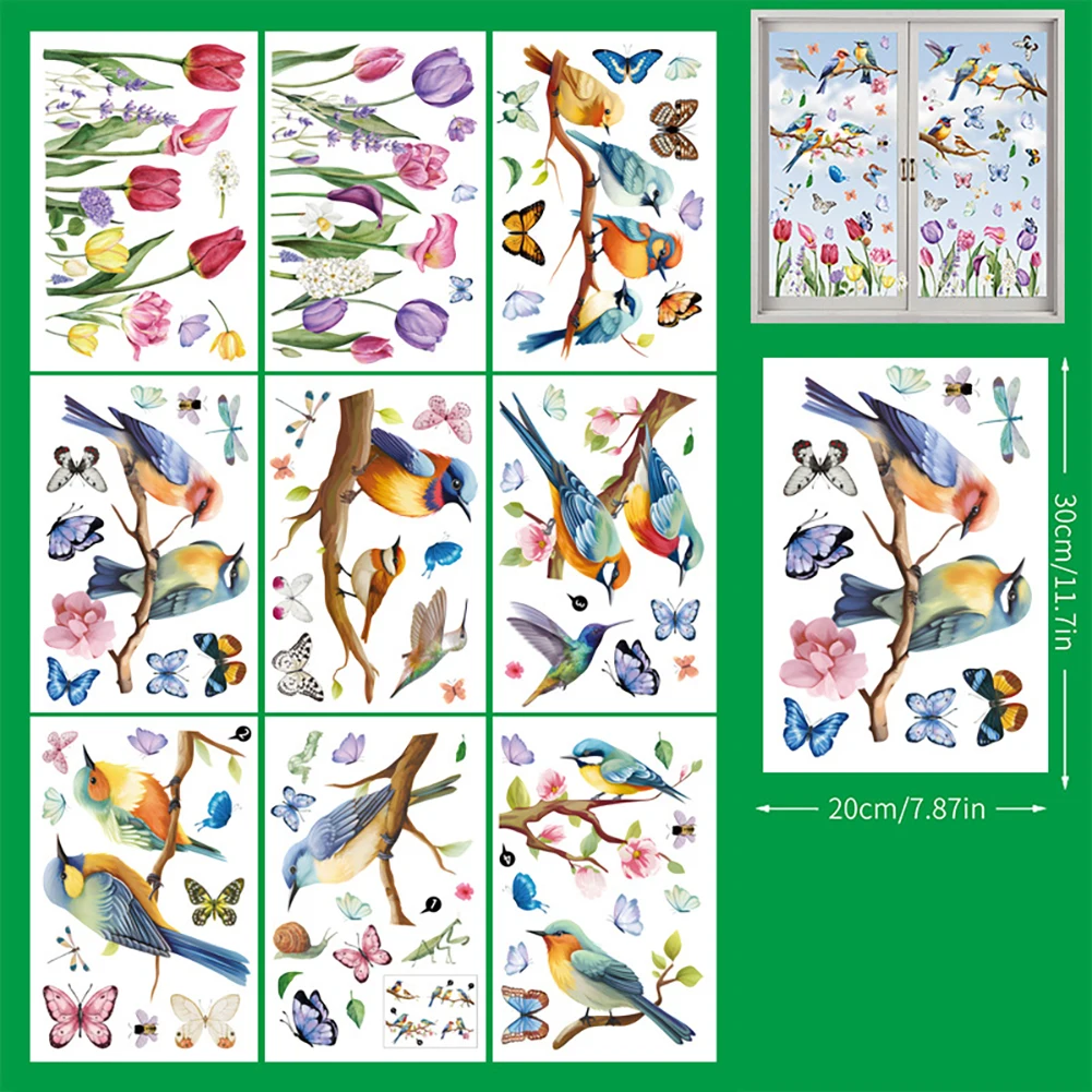 76PCs-Spring-Summer-Window-Cling-Sticker-Classroom-Window-Clings-Tulip ...