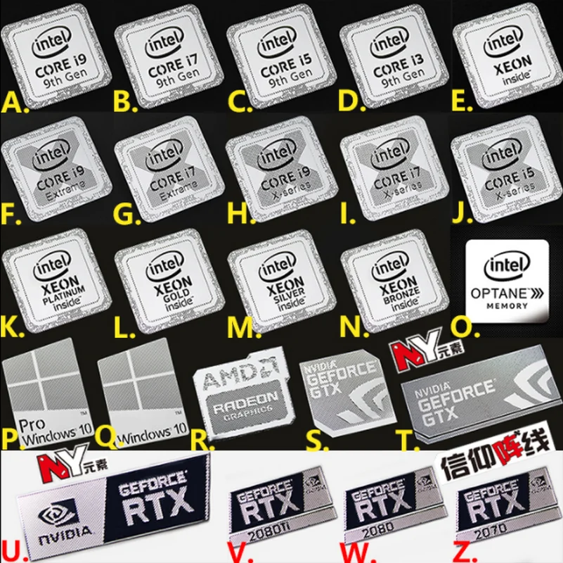Generic Silver Metal Sticker Intel CORE I3 I5i7 Laptop Logo Metal ...