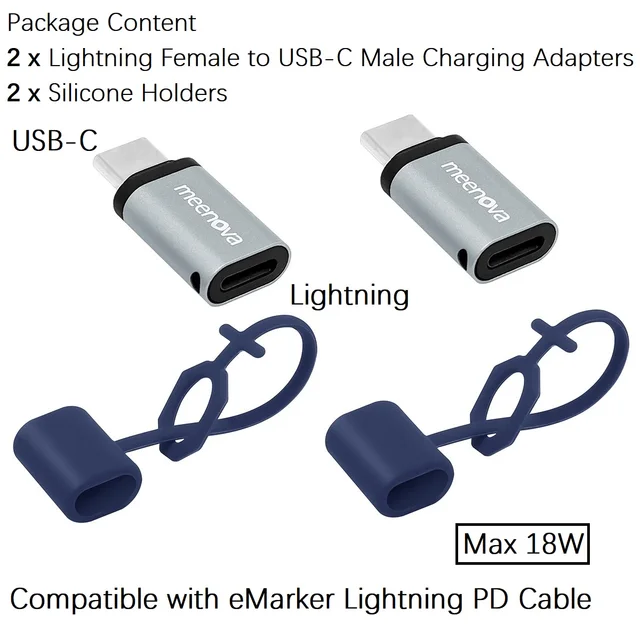 Meenova Lightning Female to Type-C Male Adapter, Lightning Cable with ...