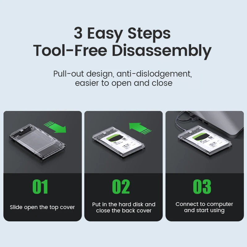 Generic Olaf Type-C Transparent Box Hdd Enclosure 3.0 Notebook 2.5 Inch ...