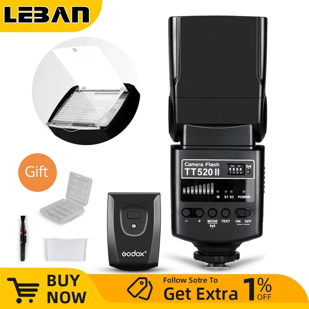 Godox TT520 II Flash TT520II with Build-in 433MHz Wireless Signal ...