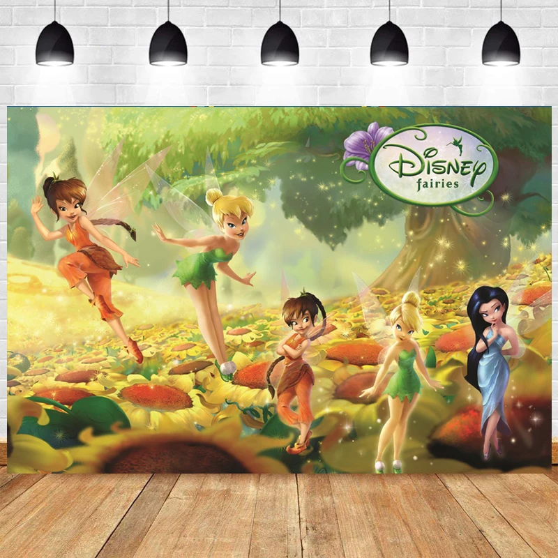 Custom Disney Tinkerbell Photo Backdrop Girl Princess Happy Birthday ...