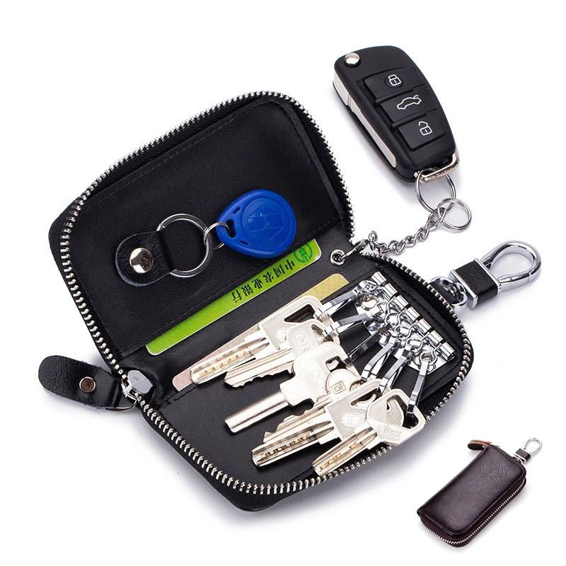 Genuine-Leather-Keychain-Men-Women-Key-Holder-Organizer-Pouch-Cow-Split ...