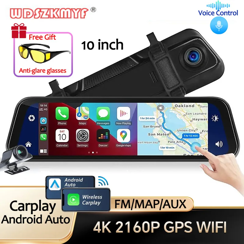 4K-Dual-Lens-Car-Dvr-10Inch-Mirror-Dash-Cam-for-Cars-Wireless-Carplay ...