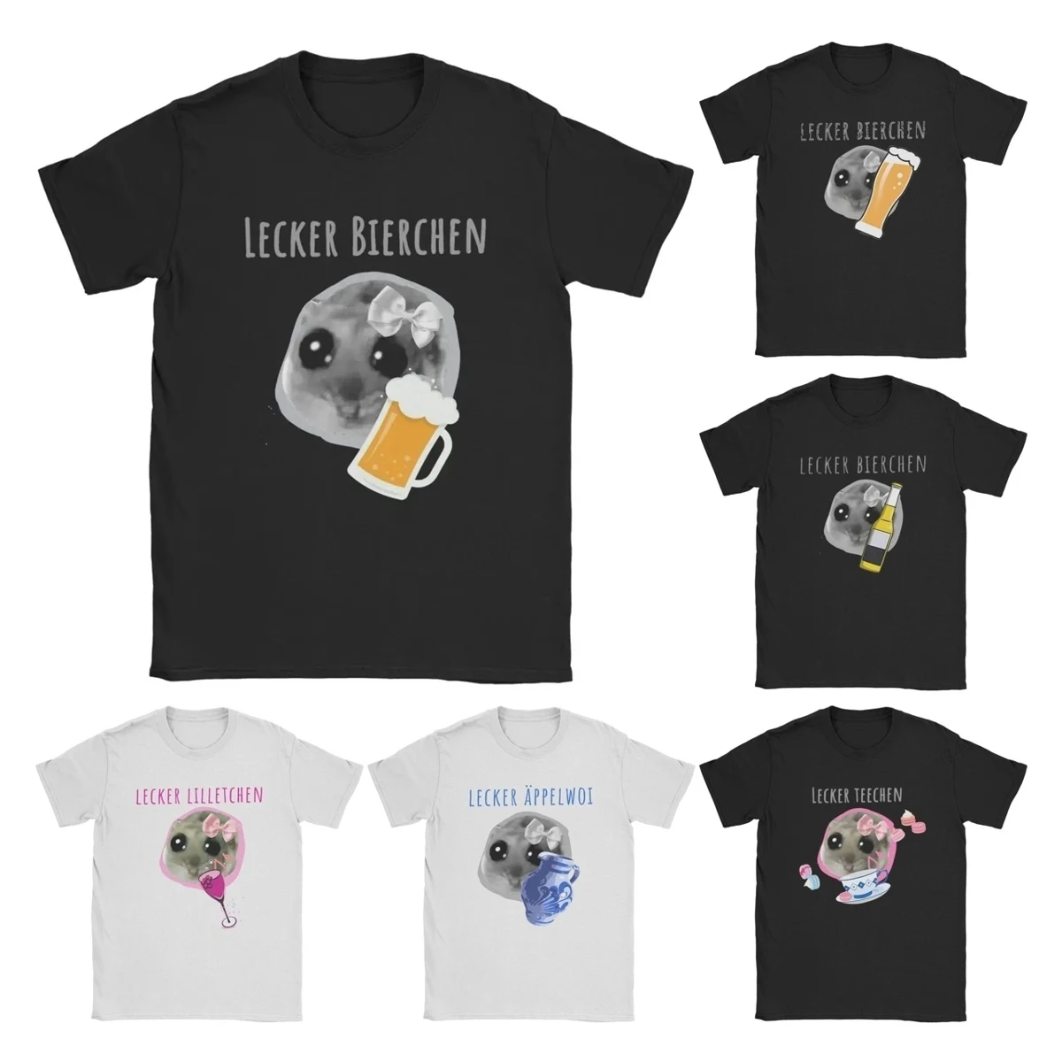 Men T-Shirts Delicious Beer Sad Hamster Funny Cotton Tees Short Sleeve ...
