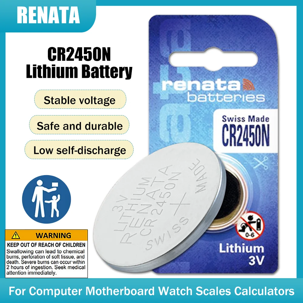 RENATA 시계 원격 제어 저울 장난감 배터리용 리튬 버튼 셀, 오리지널 브랜드, CR2450N, CR2450, LM2450 ...