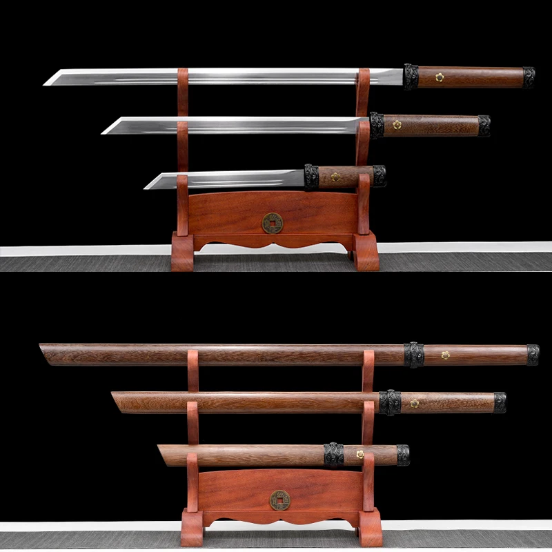Chinese-Tang-Swords-Set-Rosewood-Triple-Knife-High-Hardness-60-Steel ...