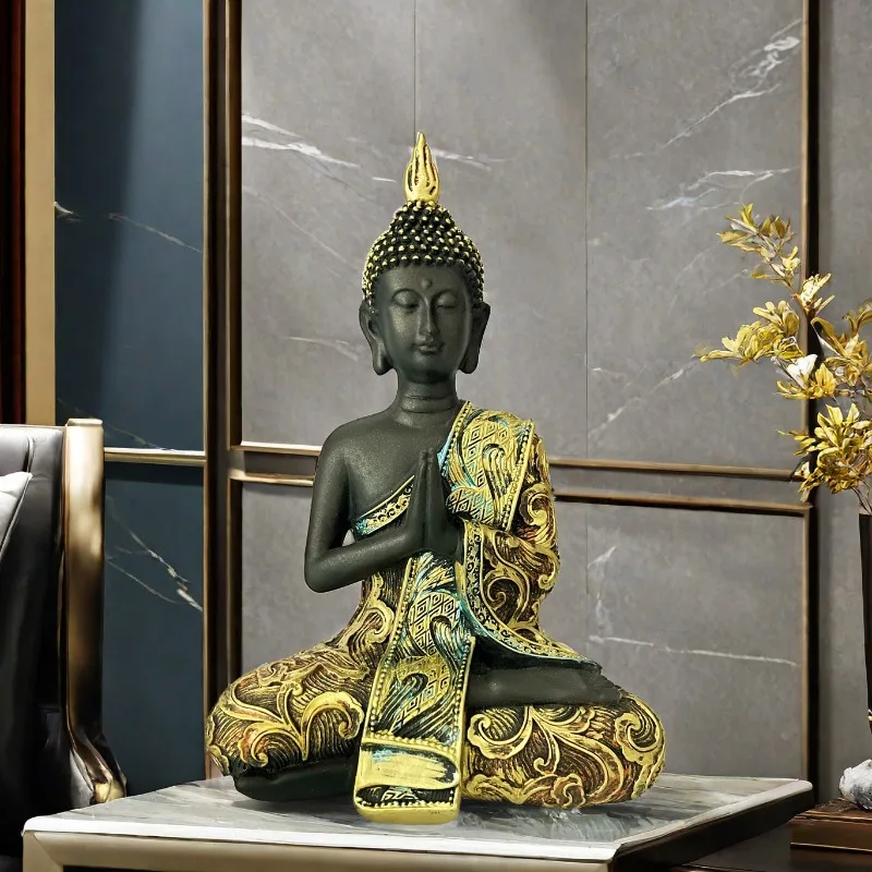 Estatua de Buda de Tailandia, escultura de Buda, resina verde, Budismo ...