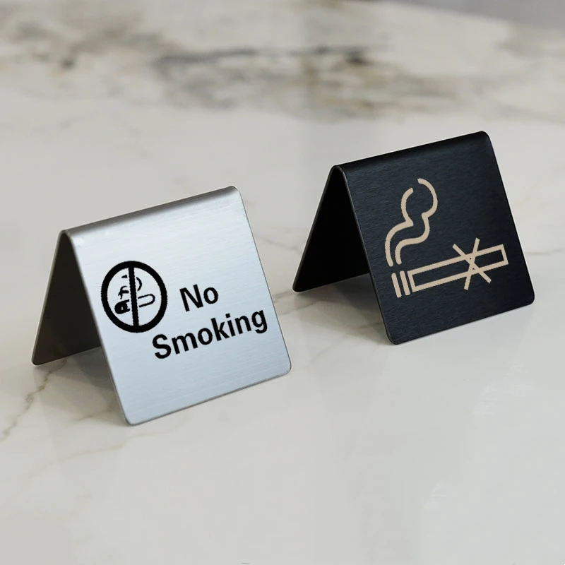 No Smoking Sign Stainless Steel Double Sides Public Places Hotel Office ...