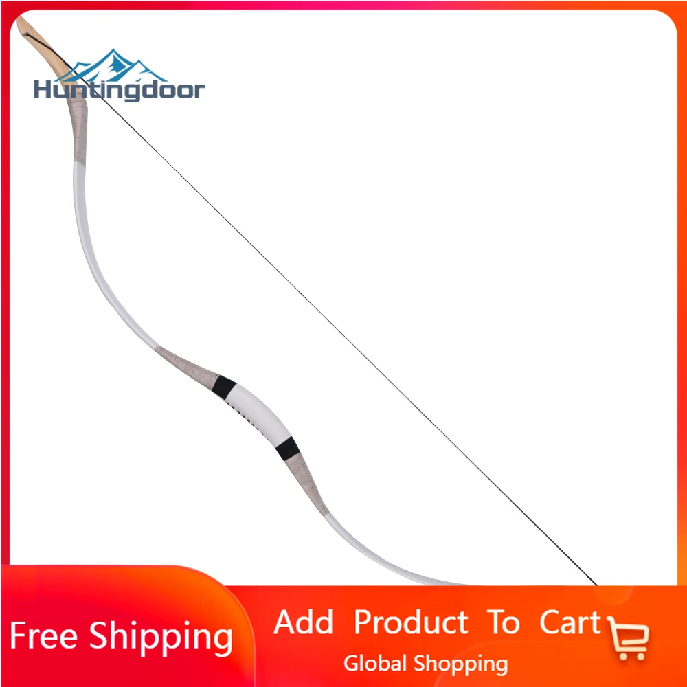 30-70lbs White Archery Hunting Traditional Recurve Bow Wooden Mongolian ...
