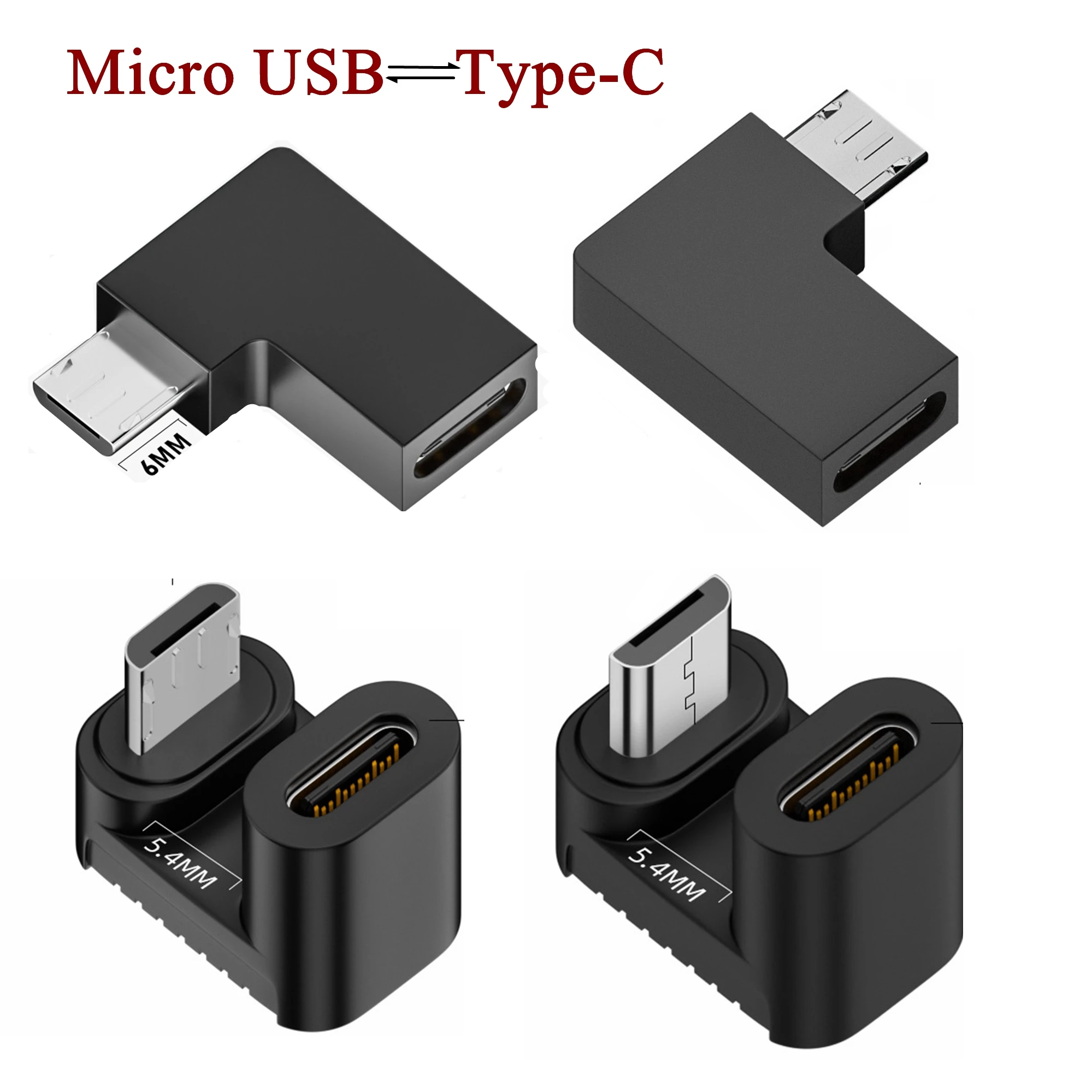 90 degree elbow U-shaped USB Type C Female To Micro USB Male Adapter ...