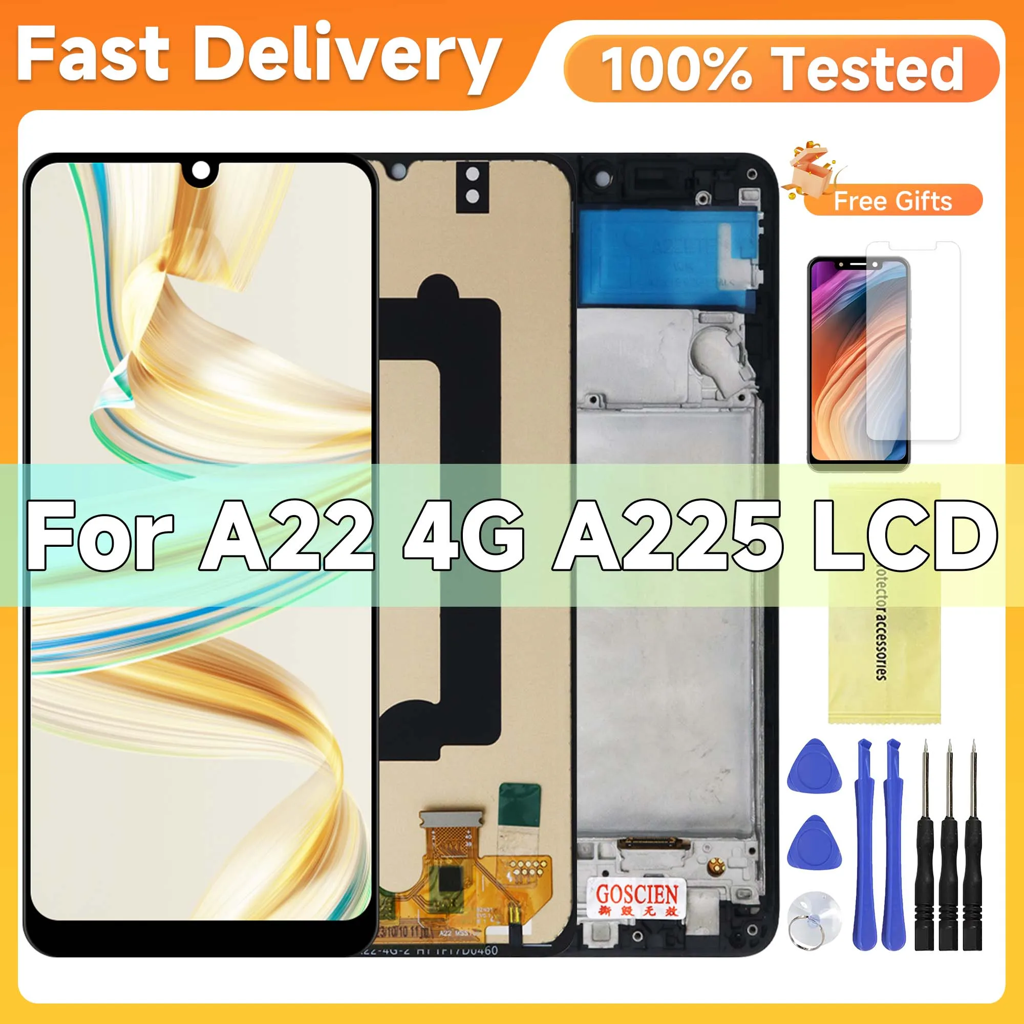 AMOLED / TFT For Samsung A22 4G A225 SM-A225F SM-A225F/DS LCD Display ...