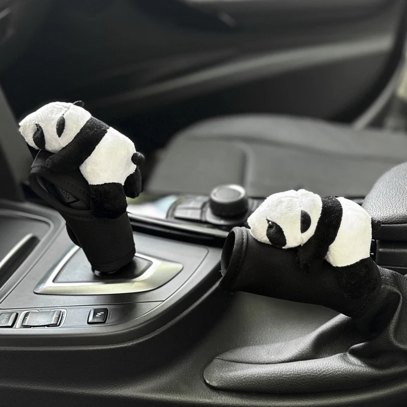 1pc Cute Cartoon Panda Car Gear Shift Cover Soft Plush Auto Shifter ...