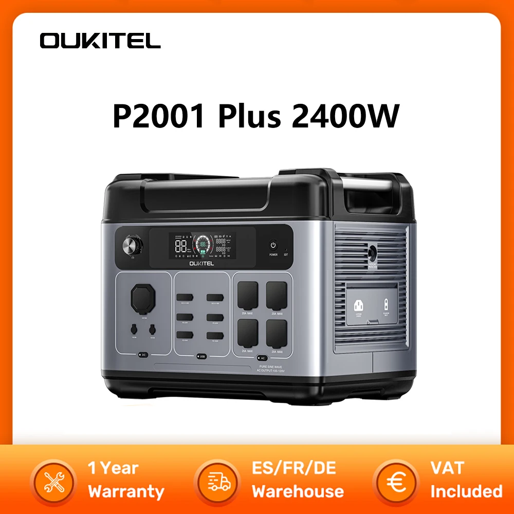 Estação de energia portátil OUKITEL P2001 Plus 2400W Saída AC 2048Wh ...