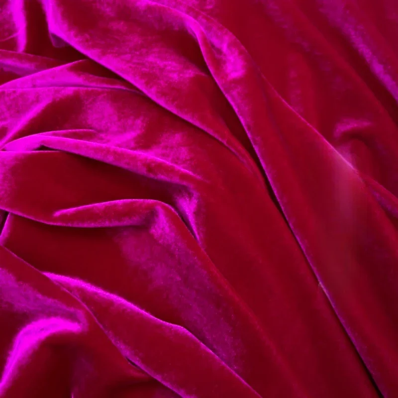 red color velvet garment fabric mulberry silk backing high quality ...