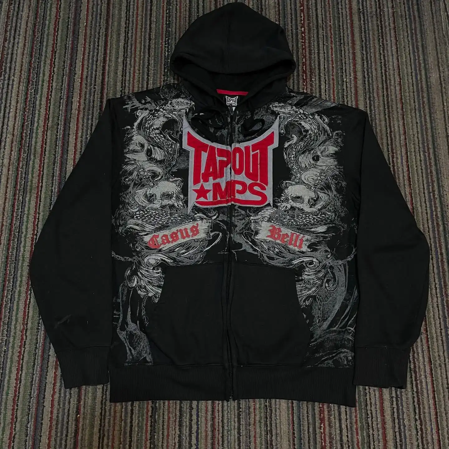 Hip Hop Grail Zip Tapout Pattern Zipper Hoodies Jacket Streetwear Men ...