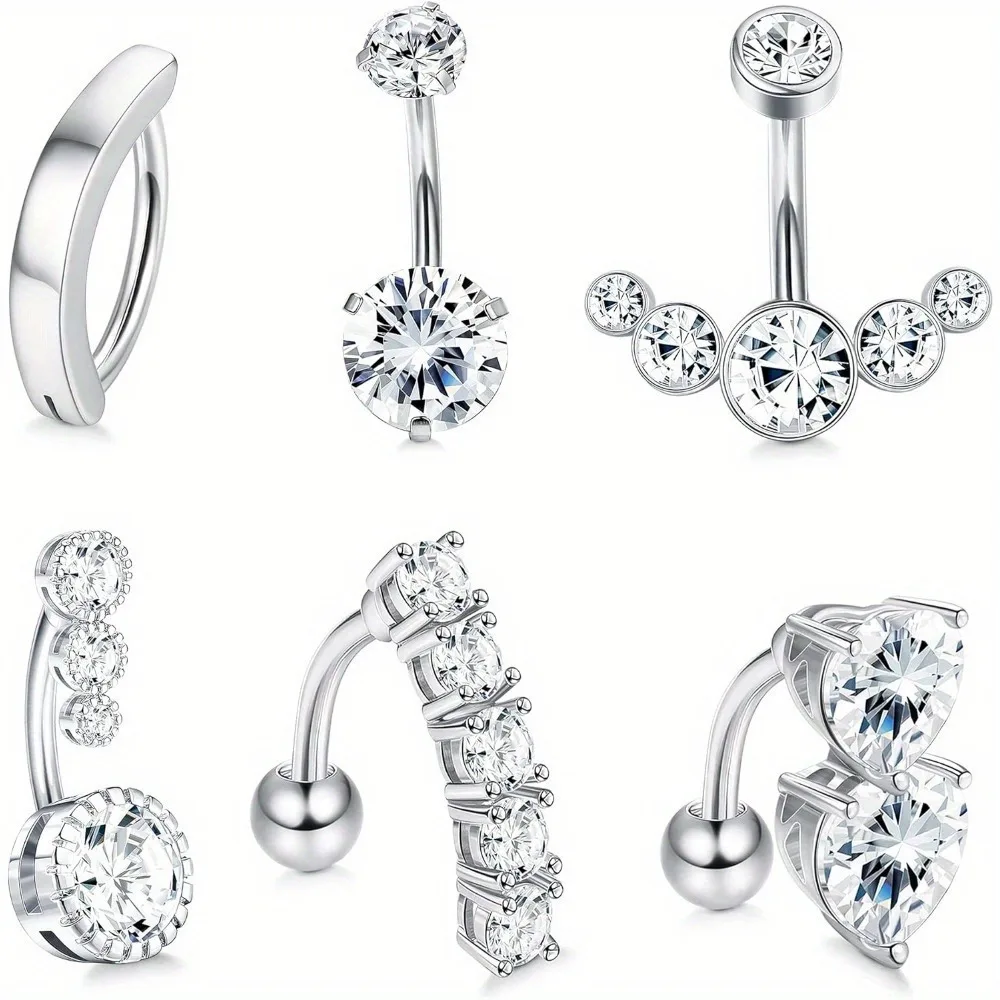 IRONBOX-1Pc-14G-Surgical-Steel-Clicker-Belly-Button-Ring-Stylish-CZ ...