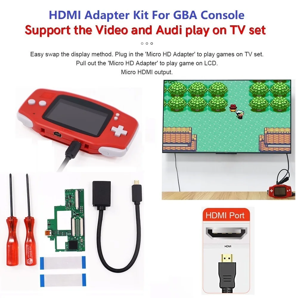 32 Pin Gba Hdmi Adapter Hdtv Converter Pcb Kit For 32 Pin Gameboy ...