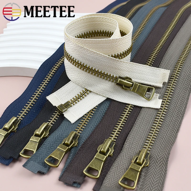3Pcs Bronze Zippers 40/50/60/70/80cm 5# Metal Zip Clothes Open-End ...