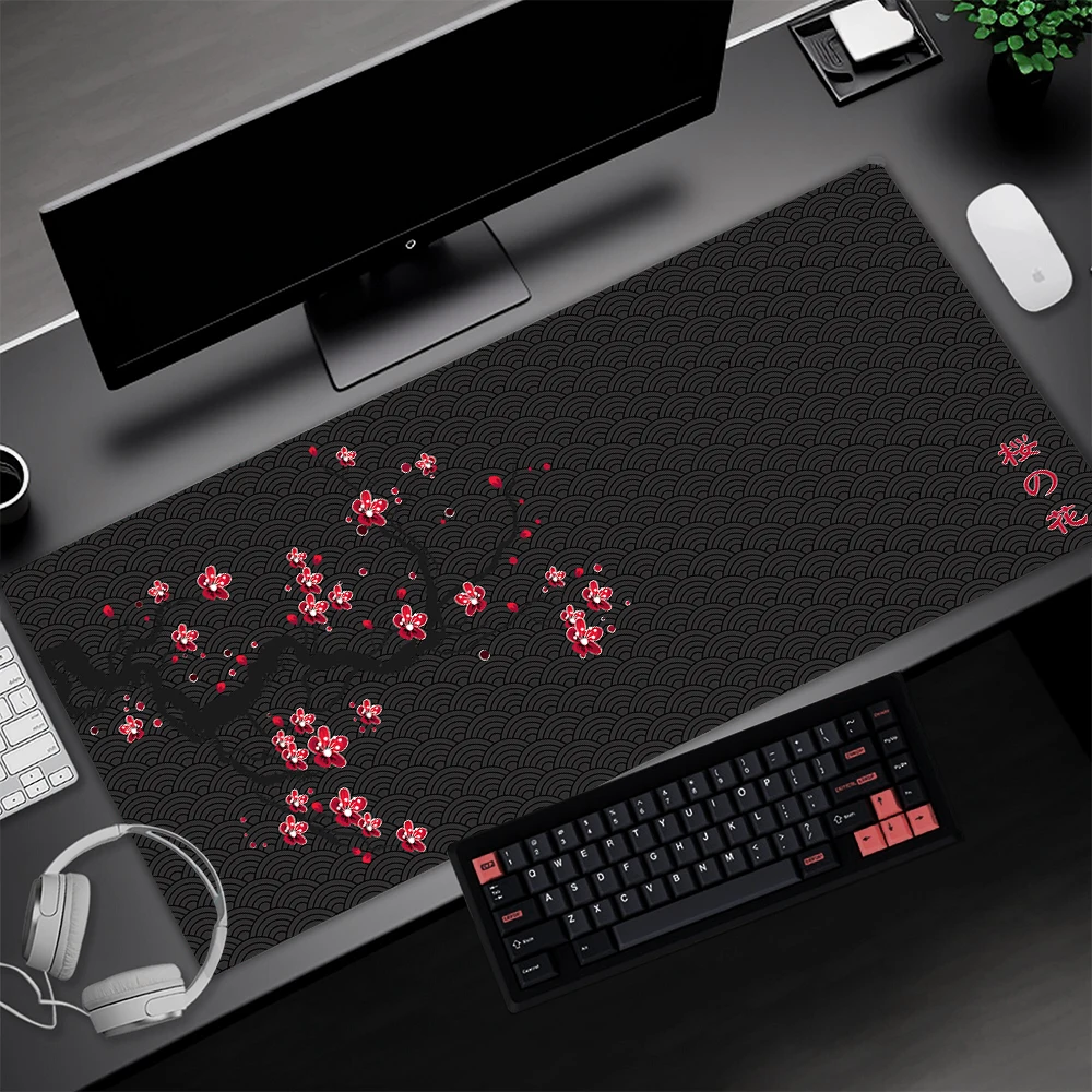 Cherry-Blossom-Mouse-Pad-Black-120x60-Great-Wave-Japanese-Style-Red ...