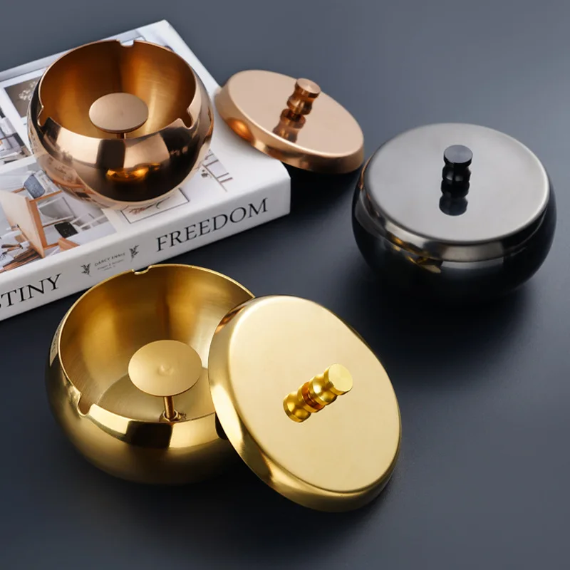 Stainless-Steel-Metal-Ashtray-Windproof-and-Anti-fall-Round-Creative ...