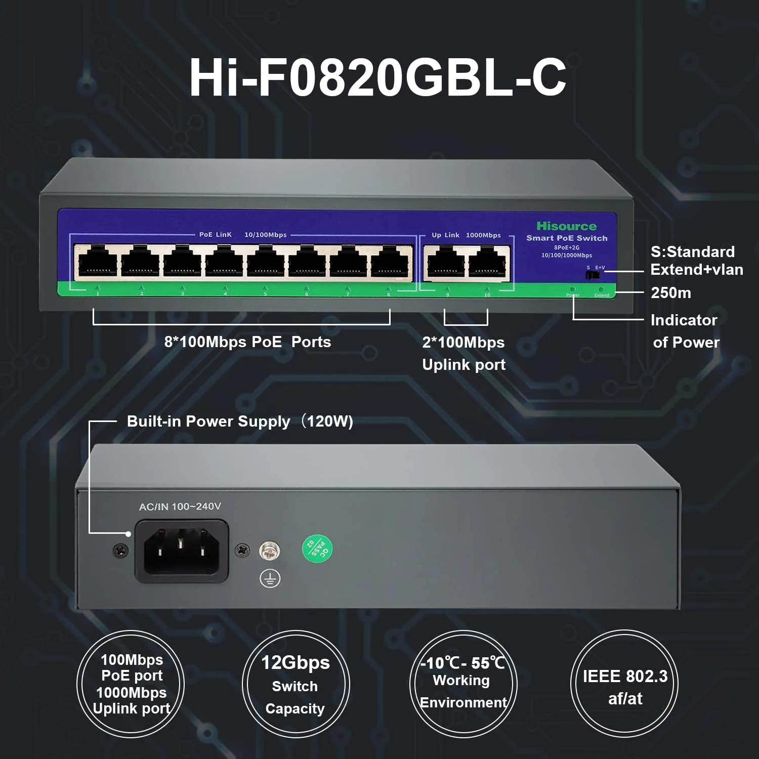 Hisource-4-8-10-100Mbps-Ports-Network-Switch-250M-Uplink-2-1000Mbps ...