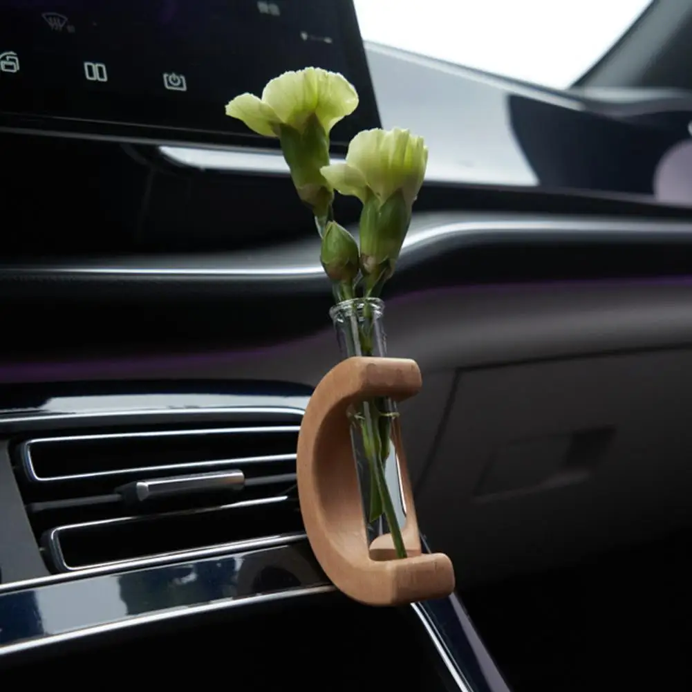 Car-Flower-Vase-Holder-Ornaments-Car-Flower-Arranger-Wooden-Car-Vase ...