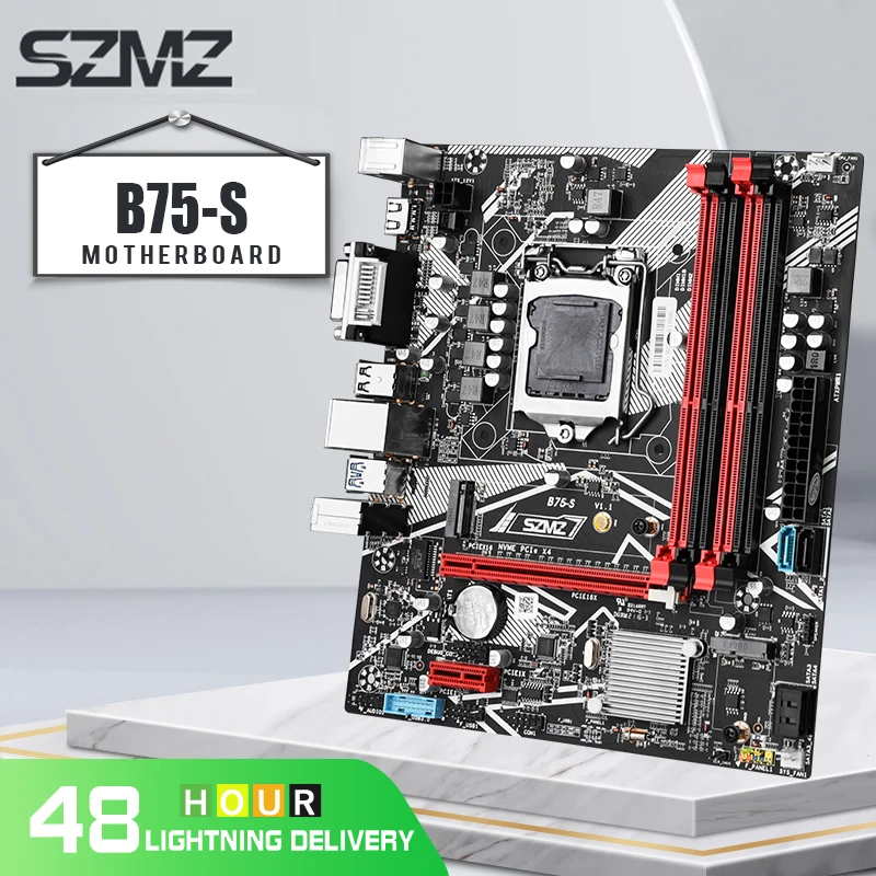 Szmz b75 placa de mesa lga 1155 suporte intel i5/7/9 xeon e3 v1/2 lga1155 cpu 4 * ddr3 usb3.0 ...